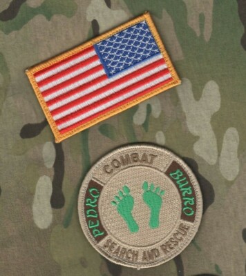 AFSOC PEDRO PJ PARARESCUE velkrö 2-PATCH: Reversed FLAG + COMBAT S&R ...
