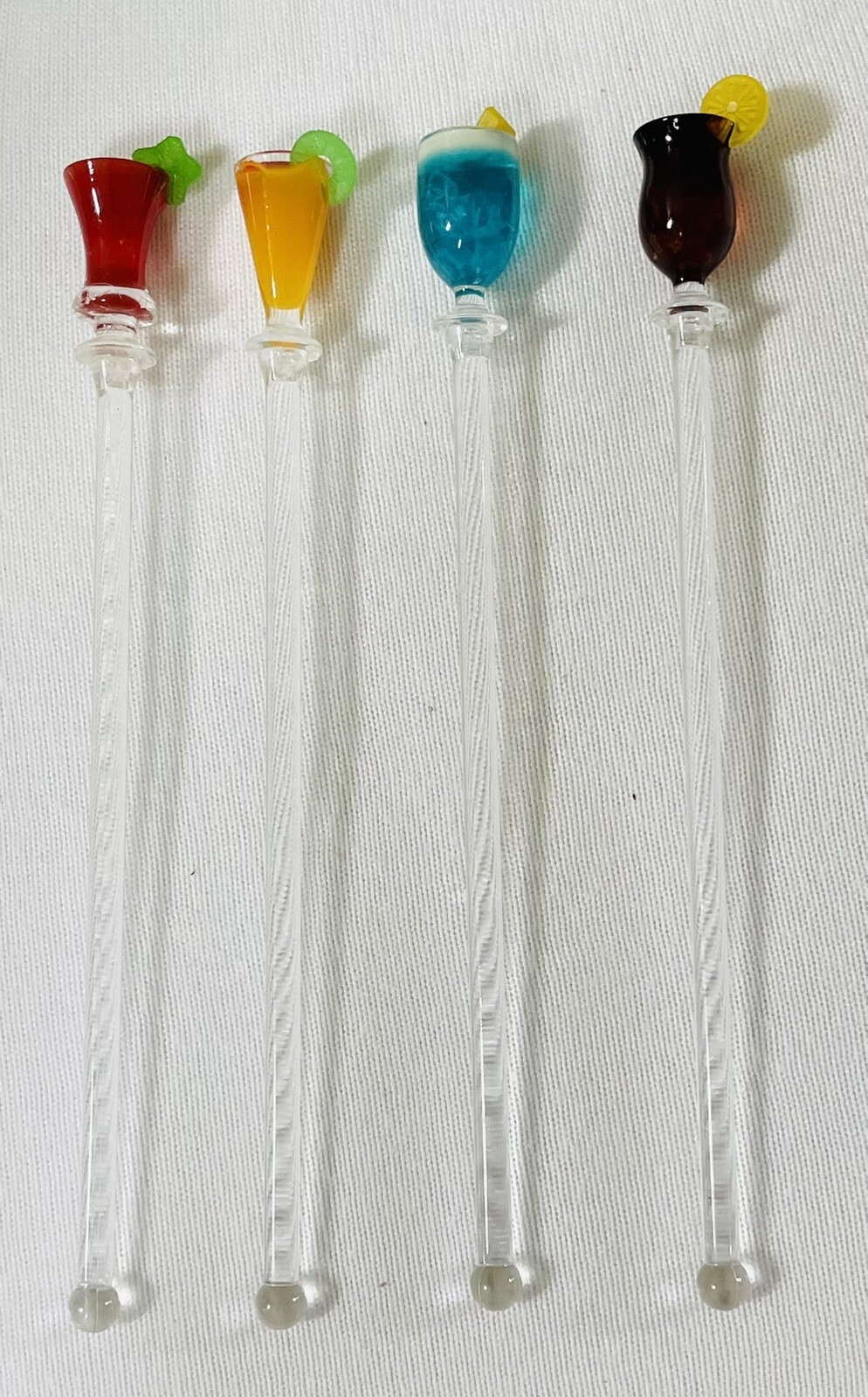 Set Of 4 Plastic “Fruity Drink Cocktails” Swizzle Sticks | eBay