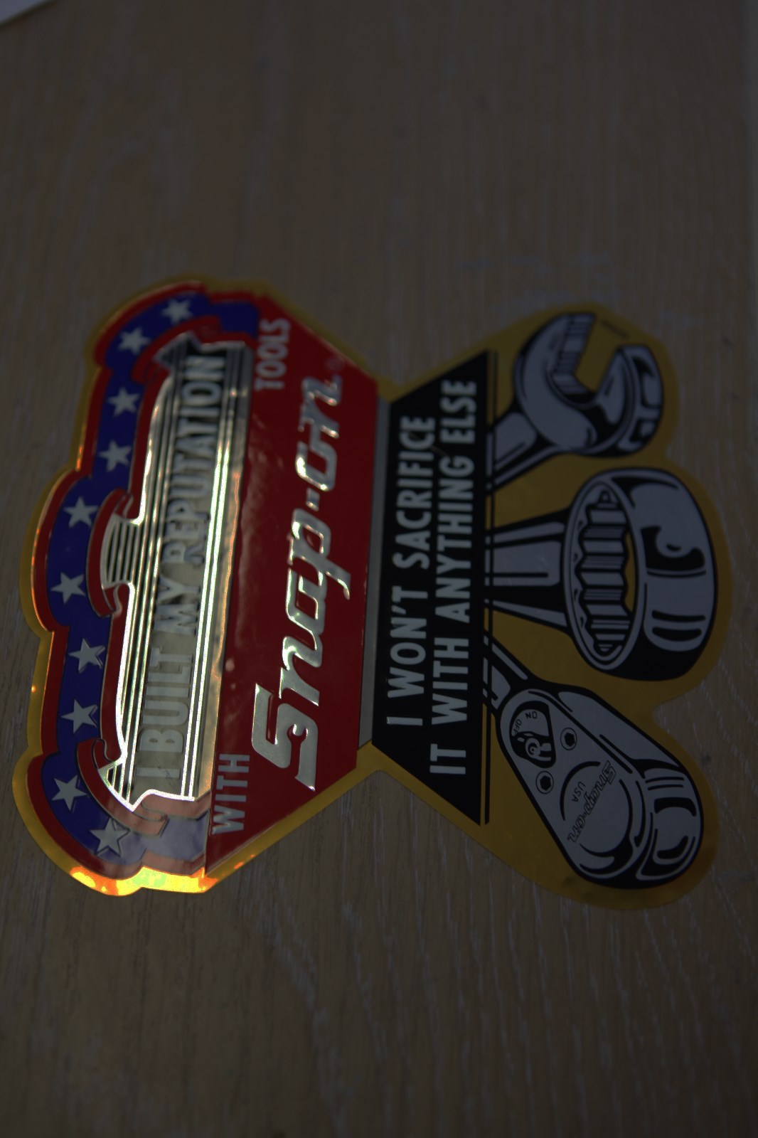 SNAP ON TOOL BOX DECAL BADGE "I BUILD MY REPUTATION" EMBOSSED CHROME ...