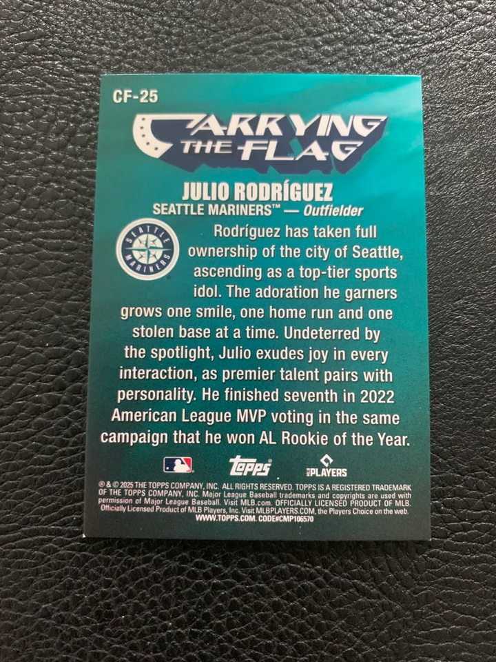 2025 Topps Carrying The Flag Julio Rodriguez /100 Seattle Mariners ...