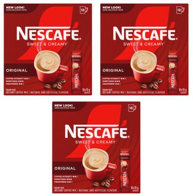 Nescafe Instant Coffee Sweet & Creamy Original 18 Sachets 351g (3 Pack ...