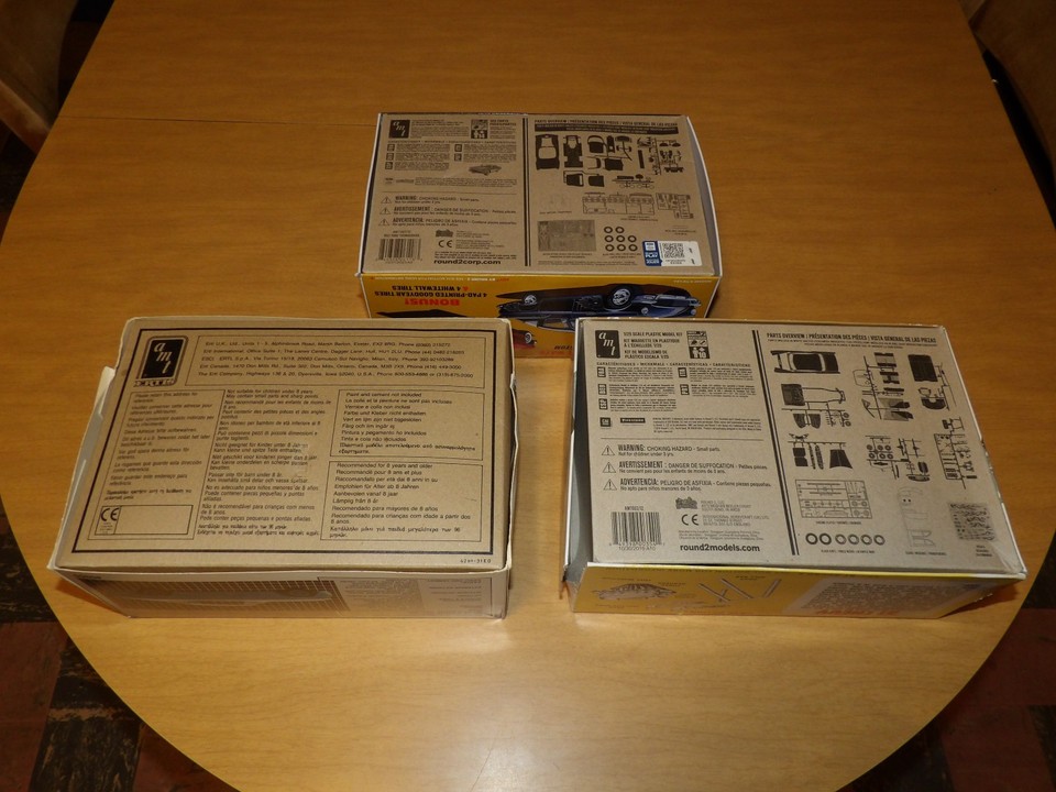 Lot of 3 AMT ERTL Car 1.25 Model Kits ~ '51 Chevy '57 T-Bird '53 ...