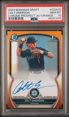 2023 Bowman Draft Colt Emerson Orange 1st Bowman Auto /25 PSA 10 POP 3 ...