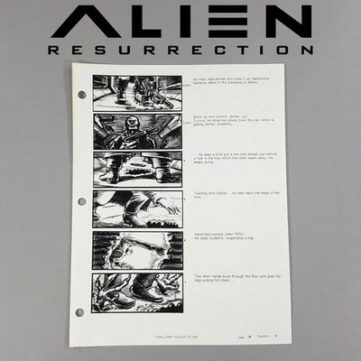 Alien: Resurrection - Production Used Storyboard, Alien Grabs Thru Hole ...