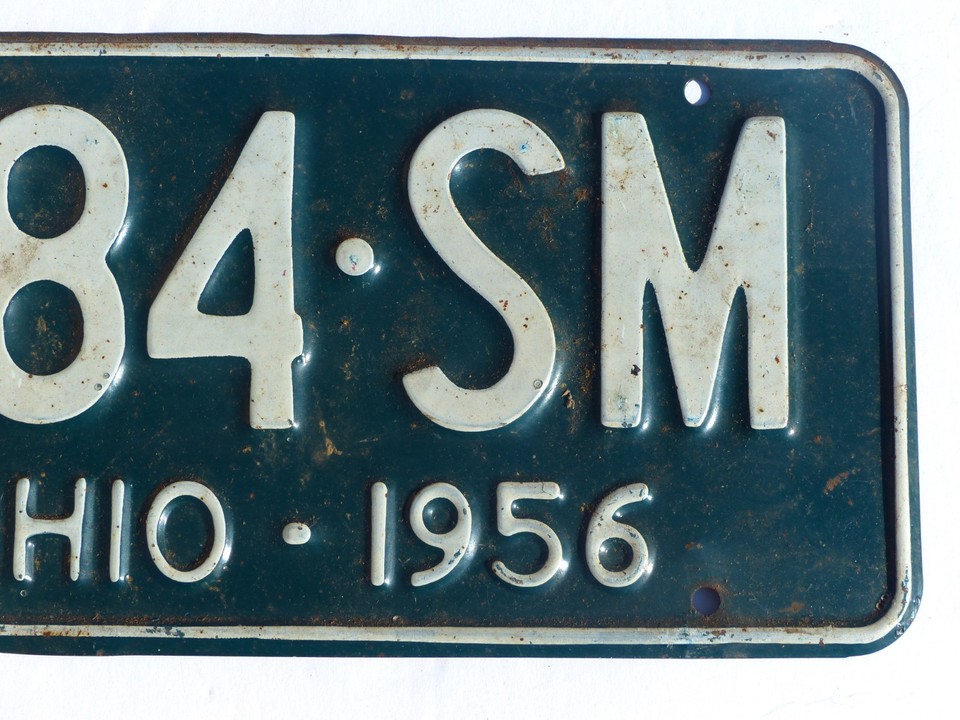 Used 56 1956 White on Green Ohio Passenger Car License Plate # 484-SM ...