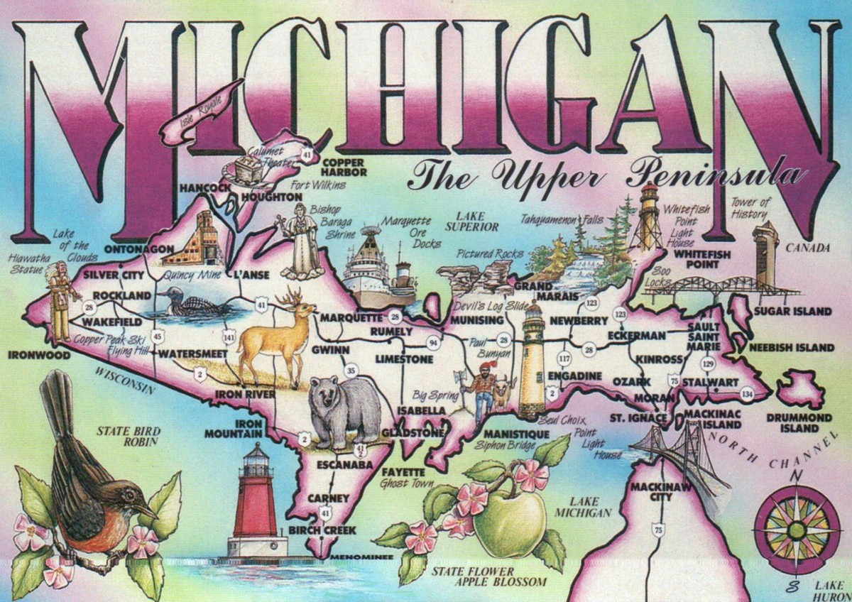 Garden Peninsula Michigan Map 70+ Upper Peninsula Michigan Map Stock