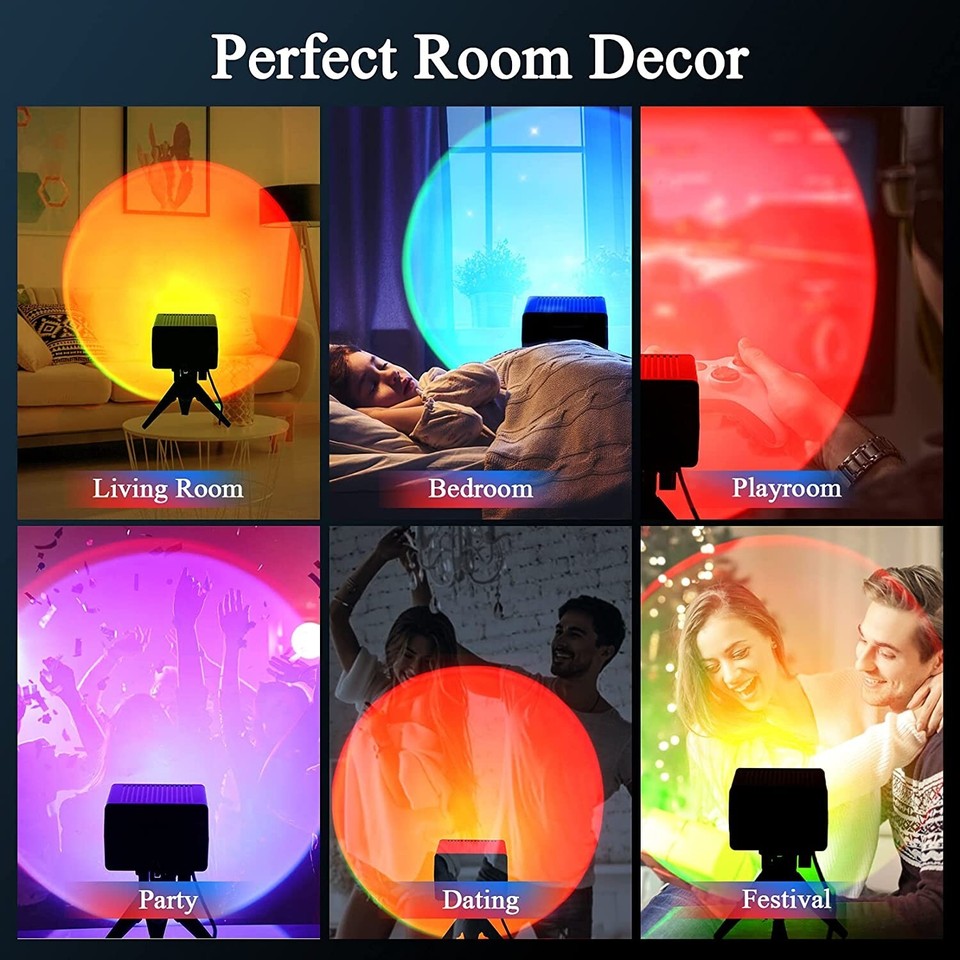 Sunset Lamp Projection Sunlight Sun Projector, LED Rainbow Night Light ...
