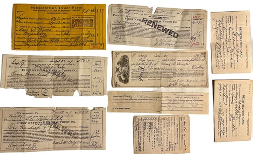 9-Piece Lot of 1920s-1930s Ephemera Rural Pennsylvania Bank Notes Dr ...