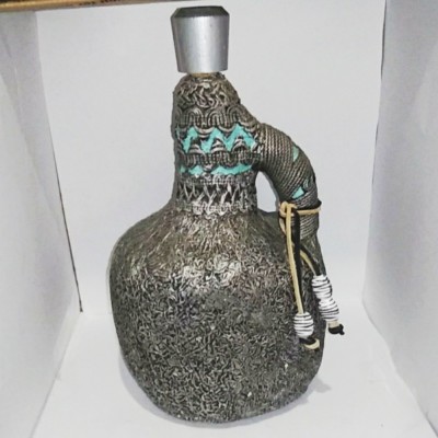 VTG DECANTER JUG WITH METAL FORGED LOOK FELT BOTTOM SIGNED BEATRICE | eBay