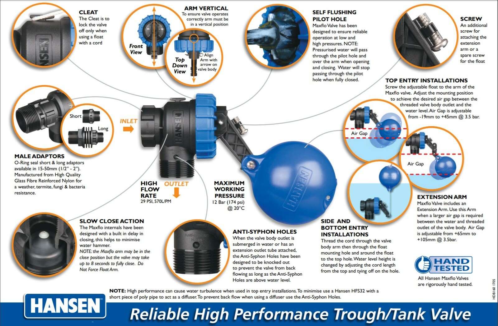 Hansen Max Flo Valve, Trough / Tank Level Valve, Float Valve 570LPM ...