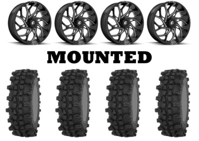 Kit 4 Frontline ACP Tires 33x9.5-20 on Fuel Runner 20 Black Wheels FXT ...