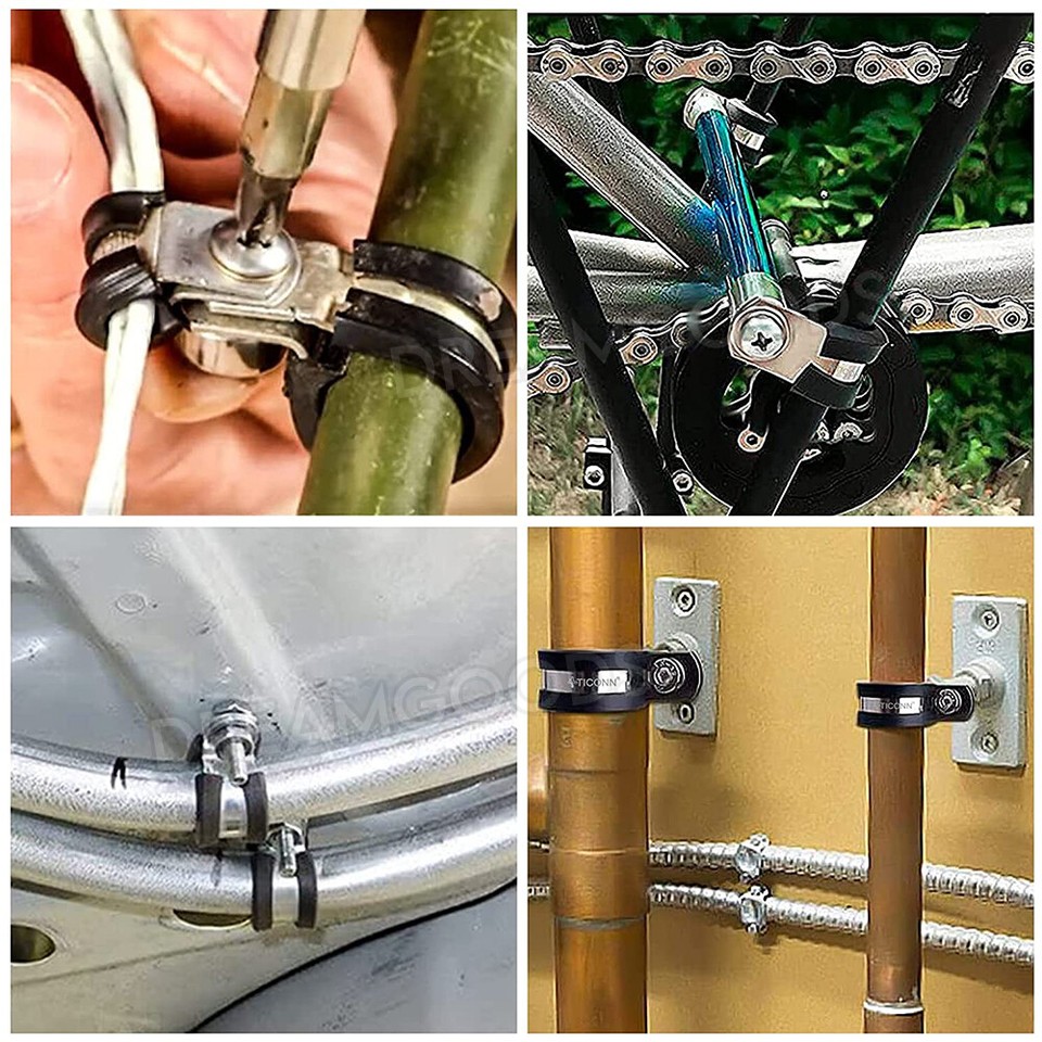 42pcs EPDM Rubber Lined P Clips Cable Hose Clamps Pipe Holder Air Clip ...