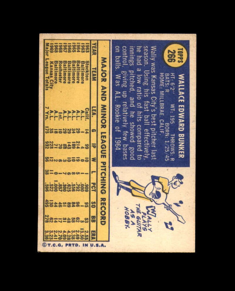 Wally Bunker Hand Signed 1970 Topps Kansas City Royals Autograph | eBay