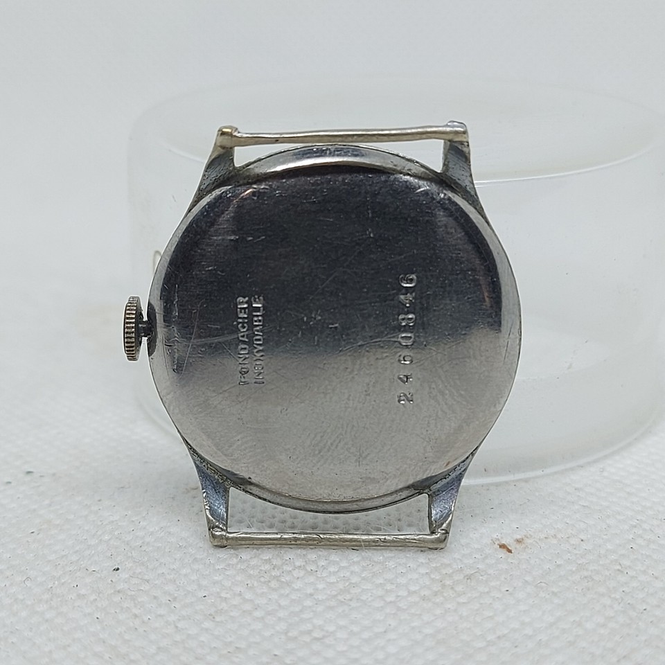 VINTAGE RARE WW2 ERA MILITARY SWISS MEN'S 33 mm WATCH "CIVITAS" 15 j ...