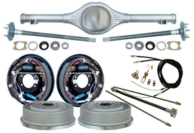 CURRIE 55-57 CHEVY REAR END & 11" DRUM BRAKES,LINES,PARKING CABLES ...