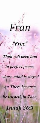 Fran "Free" Keepsake Name Meaning Bookmark with Bible Verse and Tassel ...