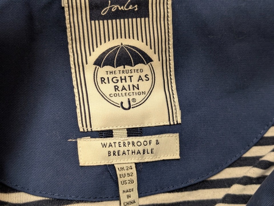 Joules Shoreside Waterproof Coat in French Navy uk 24 hooded zip ...