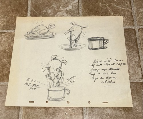 Walt Disney Studio Gag Storyboard Drawing Mickey And The Beanstalk 1947 ...