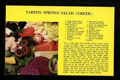 Recipe US postcard Tarpon Springs Salad (Greek) | eBay