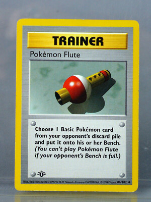 TRAINER POKEMON FLUTE 86/102 POKEMON CARD 1999 1ST ED SHADOWLESS ...