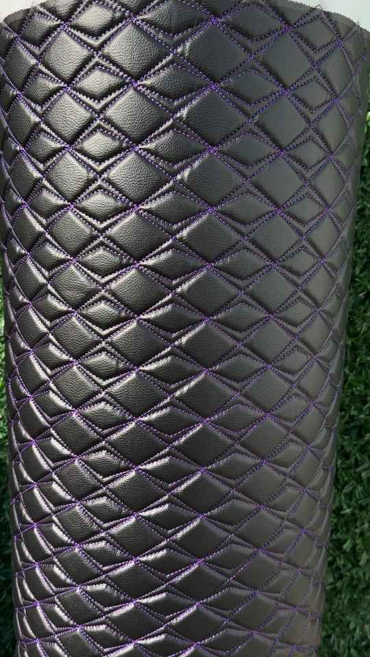 Purple Vinyl Grain Quilted Faux Leather Upholstery Fabric | Diamond 55 ...