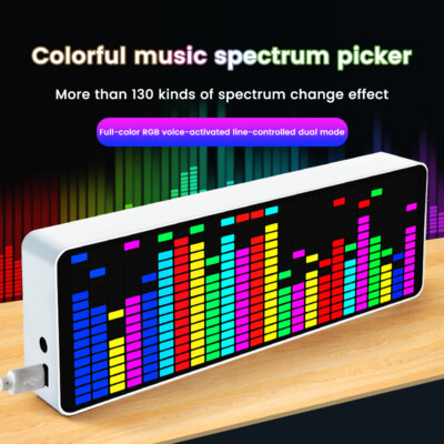 MIC+CABLE Sound Level Meter Clock LED Audio Display Music Spectrum ...