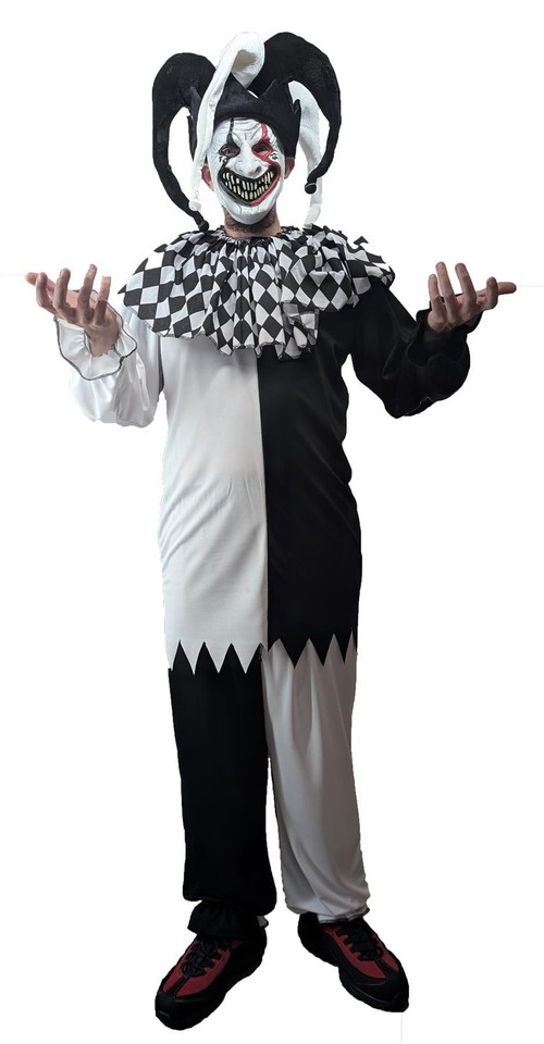 Adults Terrifying Medieval Jester Joker Kings Fool Halloween Fancy ...