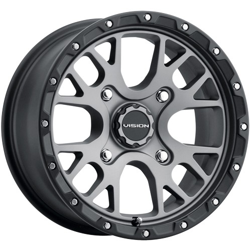 (Set of 4) Vision UTV 545 Rocker 15x7 4x136 +13mm Gunmetal Wheels Rims ...