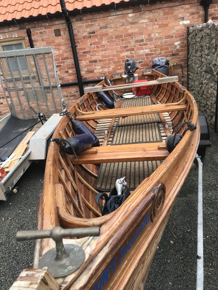 Wooden Clinker Built Boat With 4hp Outboard Motor And Trailer | eBay UK