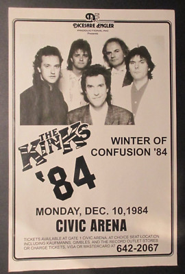 The Kinks Concert Poster Pittsburgh Civic Arena Dec 10th, 1984 - 11" X ...
