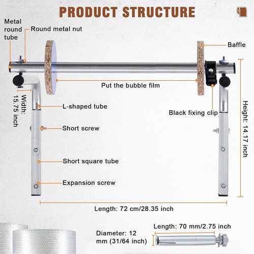 Bubble Wrap Roll Dispenser Wall Mount, Bubble Cushioning Wrap Holder ...