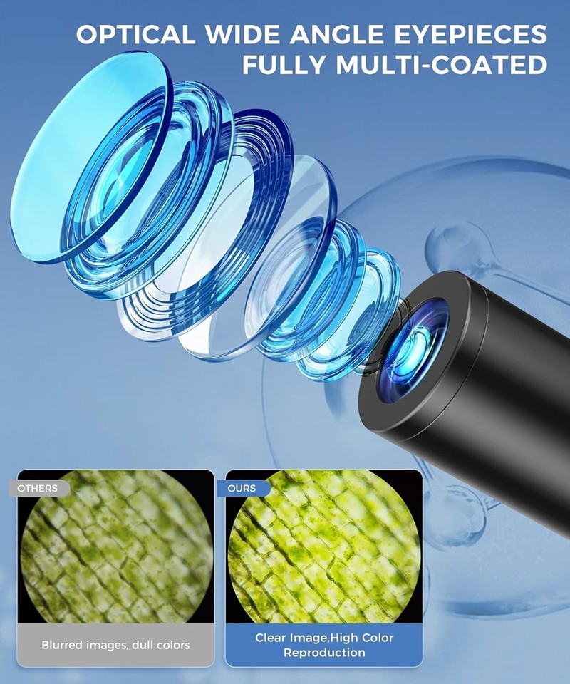 100X-2000X Compound Monocular Microscope For Kids Adult With Slides Set ...