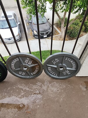 PAIR of CAP 45 Lb Iron Olympic 2” Hole Weight Plates (90 Pounds Total ...