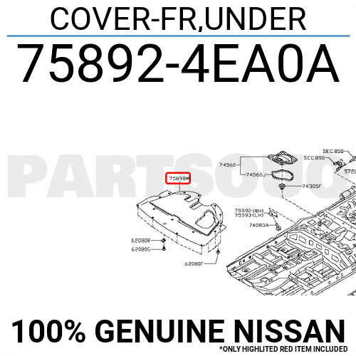 758924EA0A Genuine Nissan COVER-FR,UNDER 75892-4EA0A | eBay