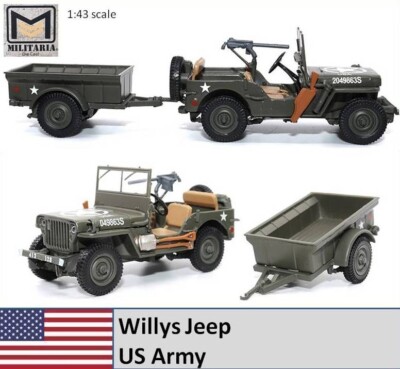 Motor City Classics 1/43 23200-44 Willys Jeep with Trailer US Army | eBay