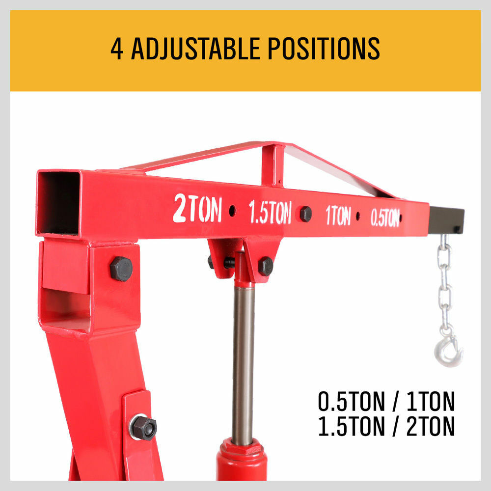 2-Ton Hydraulic Engine Crane Fold-able Hoist Workshop Mobile Lifter ...