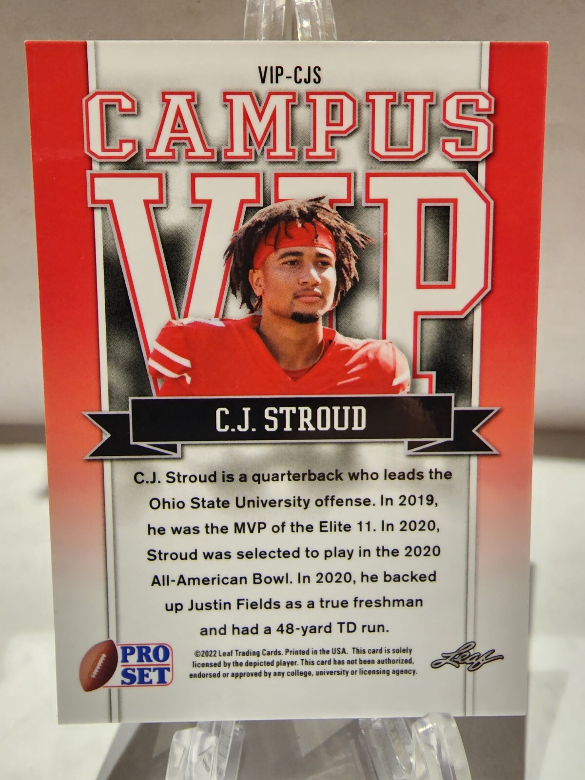 2022 Leaf Pro Set CJ Stroud Green Mojo Campus MVP insert #VIP-CJS ...
