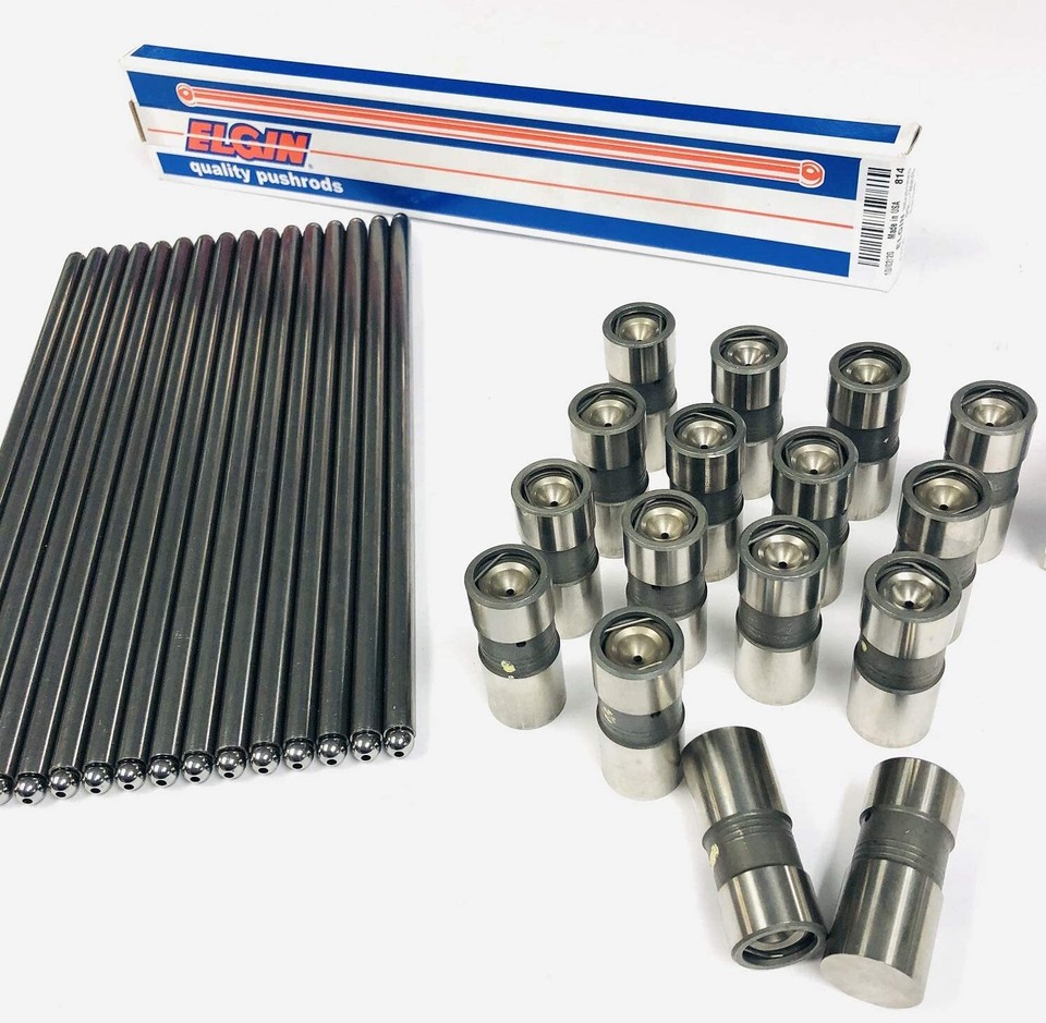 ELGIN Hydraulic Valve Lifters Set/16+Pushrods 9.377" for 1970-1976 ...