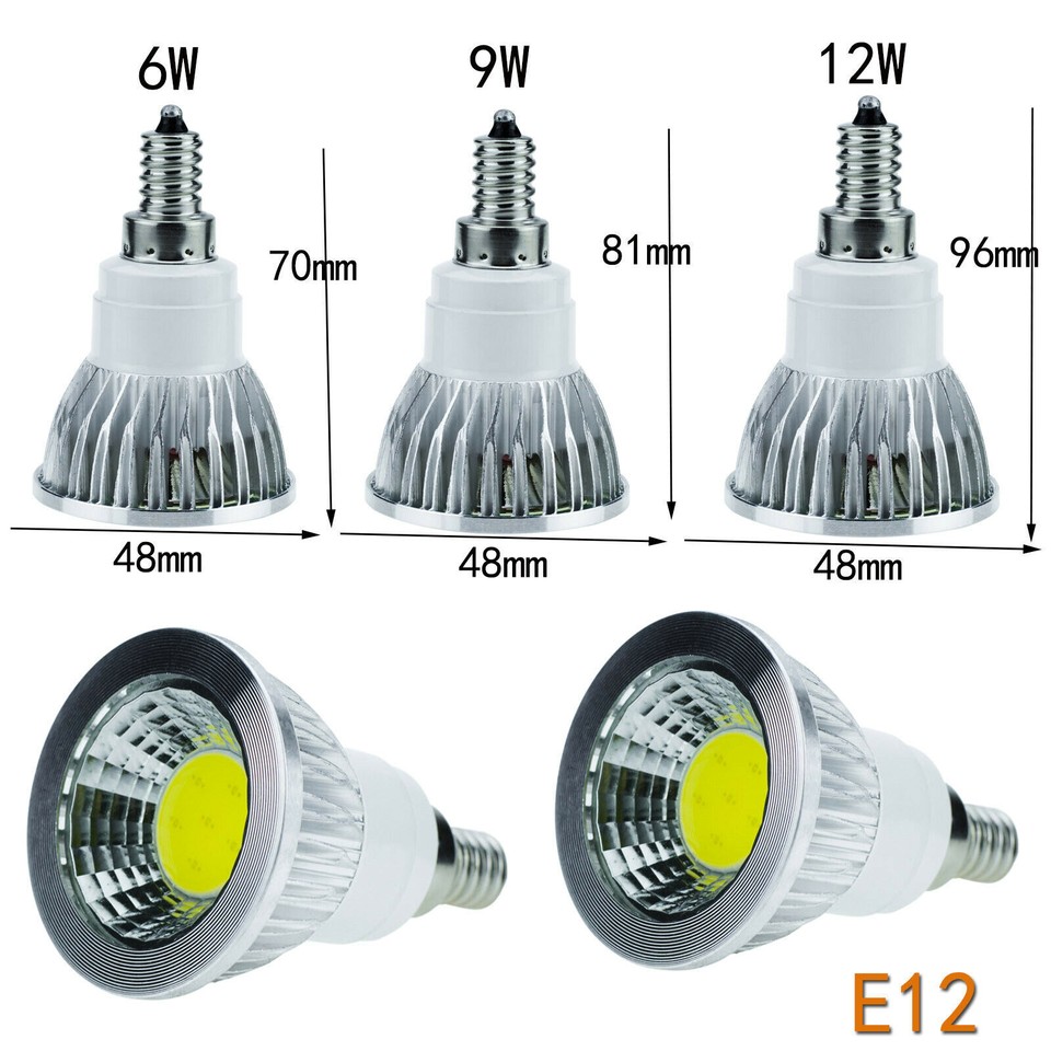 E27 GU10 E12 MR16 DC 12V 24V 12W Dimmable LED COB Spotlight 6W 9W Bulb ...