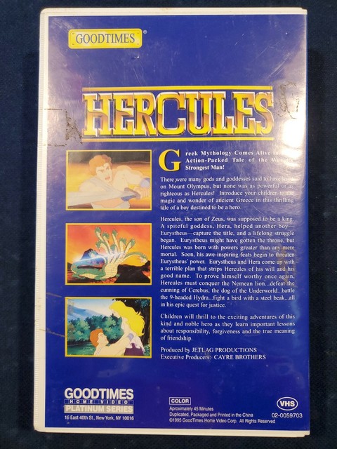 Goodtimes VHS Hercules Animated Theater RARE 1995 The Version Children ...