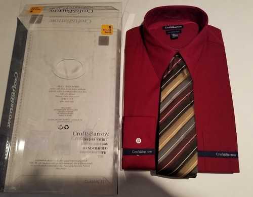 Men Croft & Barrow Brand Cabernet Dress Shirt Multicolored Tie Size S ...