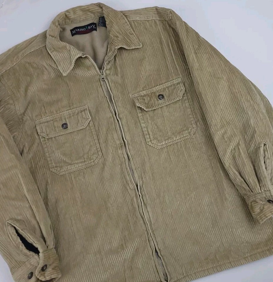 Vintage Y2k Marino Bay Corduroy Fleece Lined Shirt Jacket Vtg Outdoor ...