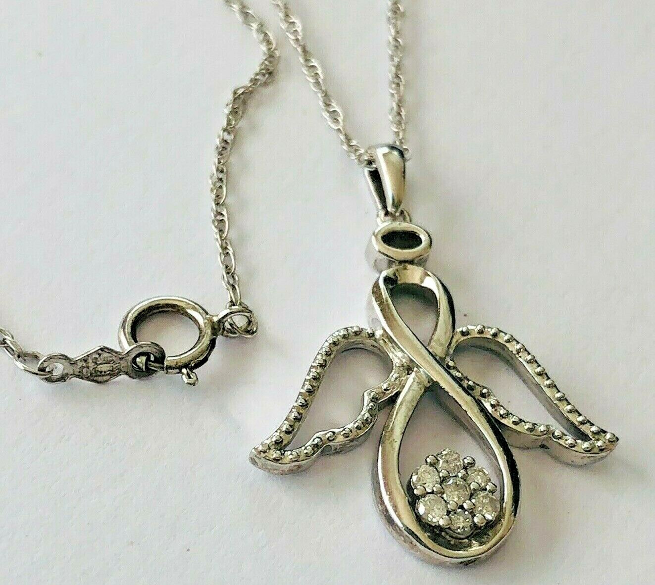 SK9 SIGNED ANGEL STERLING SILVER 925 REAL DIAMOND CLU… - Gem