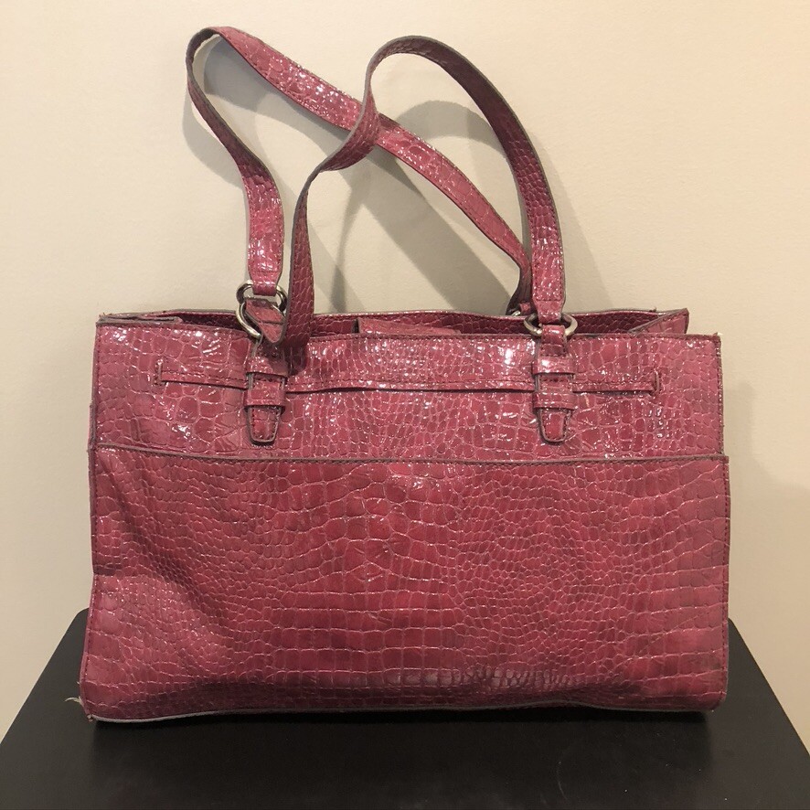 Mac & Jac Maroon Snakeskin pattern Shoulder Tote (E09… - Gem