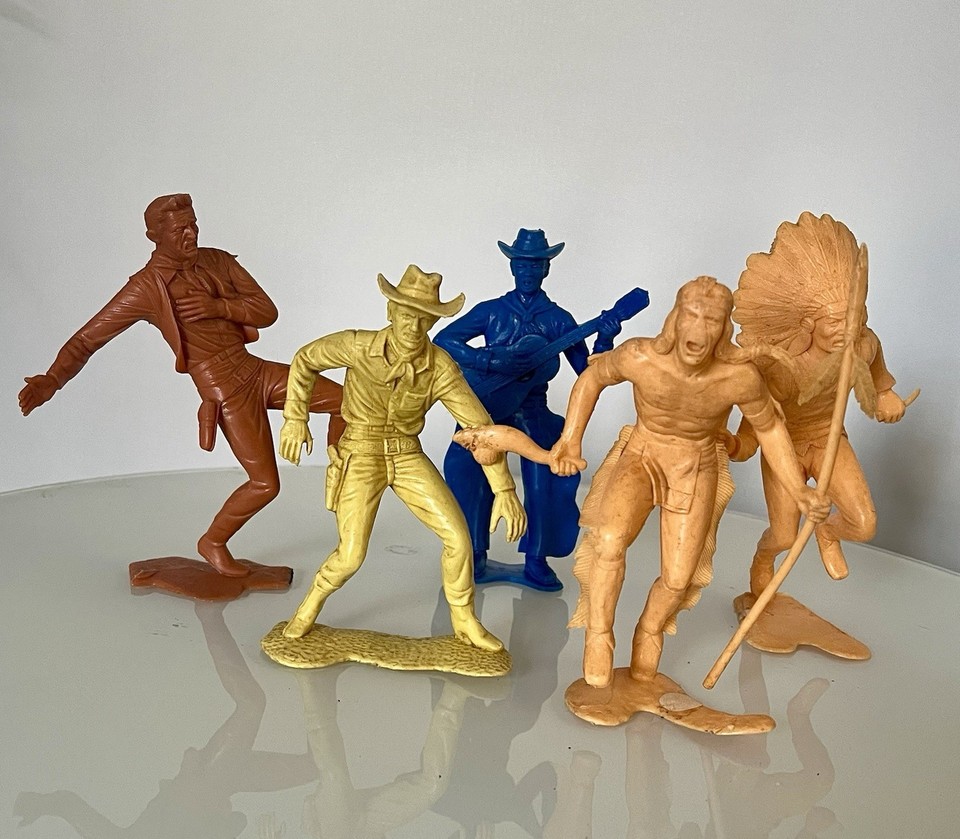 Louis Marx Cowboy and Indians 6 Inch Figures Action Figures Lot of 3 +2 ...