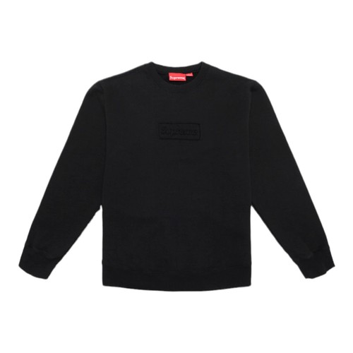 Supreme Cutout Logo Crewneck Sweatshirt Black Bogo Logo SS20 NEW 100% ...