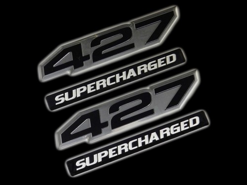 VMS 2 CHEVY 427 CI SUPERCHARGED ENGINE HO EMBLEM BLACK SILVER | eBay