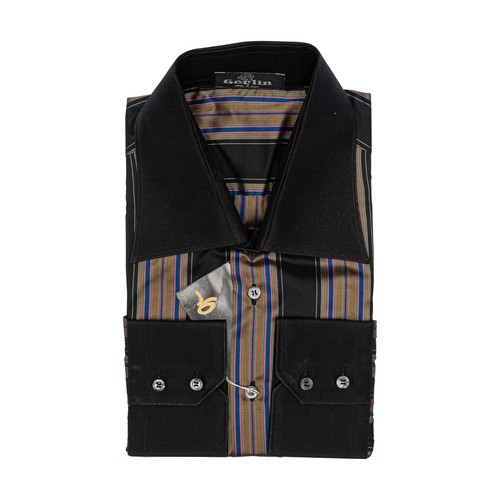 LUXURY GERLIN Shirt Striped 100% Crèpe Silk 16-41 1B ZILLI | eBay