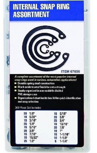 300 Pieces Internal Snap Ring Assortment Kit Set Circlip 18 Sizes ...