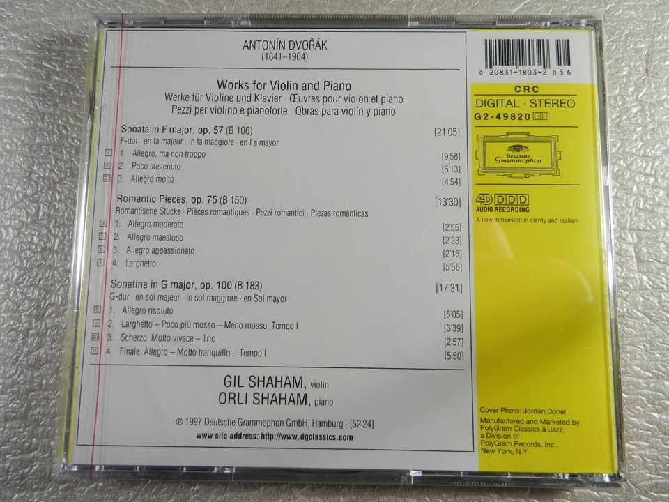 Dvorak For Two: Works for Violin & Piano Gil Shaham Orli Shaham (DG ...